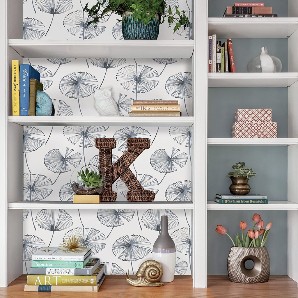 An Easy and Dramatic Bookshelf Makeover Using Wallpaper - Sonata Home ...