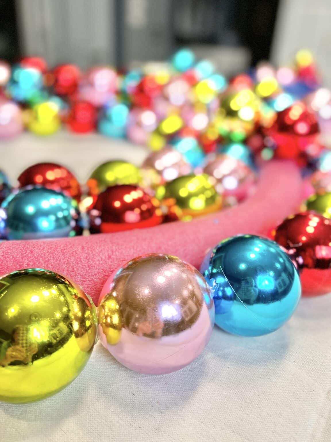 How to Make a Pool Noodle Christmas Ornament Wreath