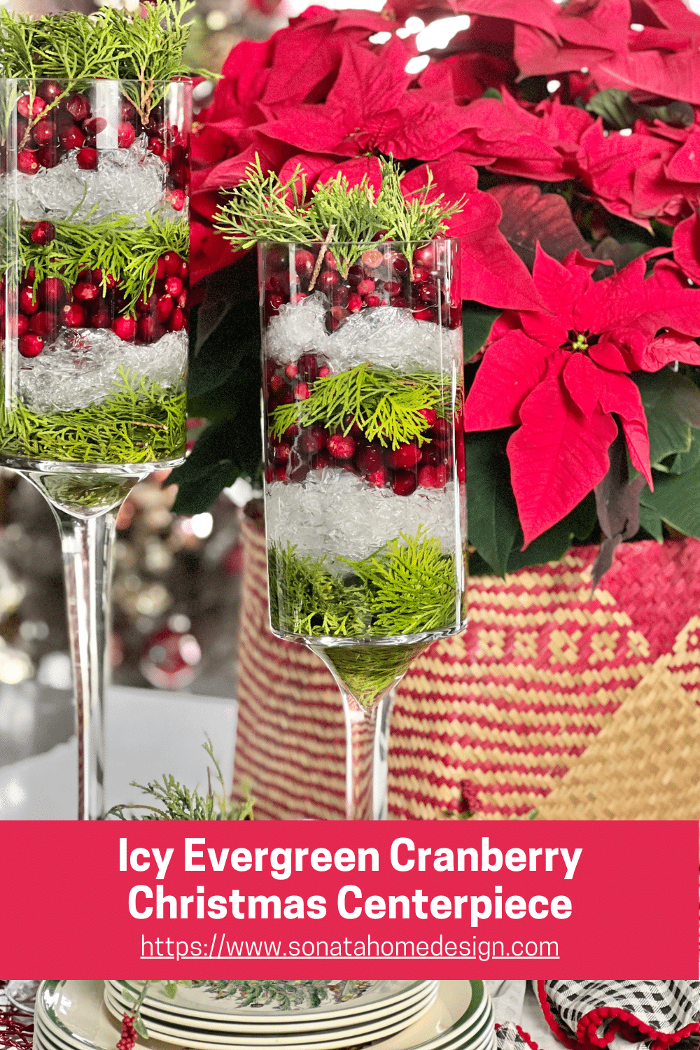 How to Make and Icy Evergreen Cranberry Christmas Centerpiece
