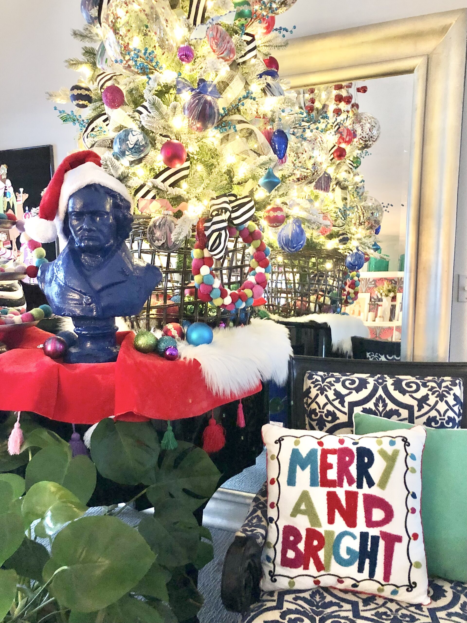 Decorating a Colorful Merry and Bright Christmas Tree