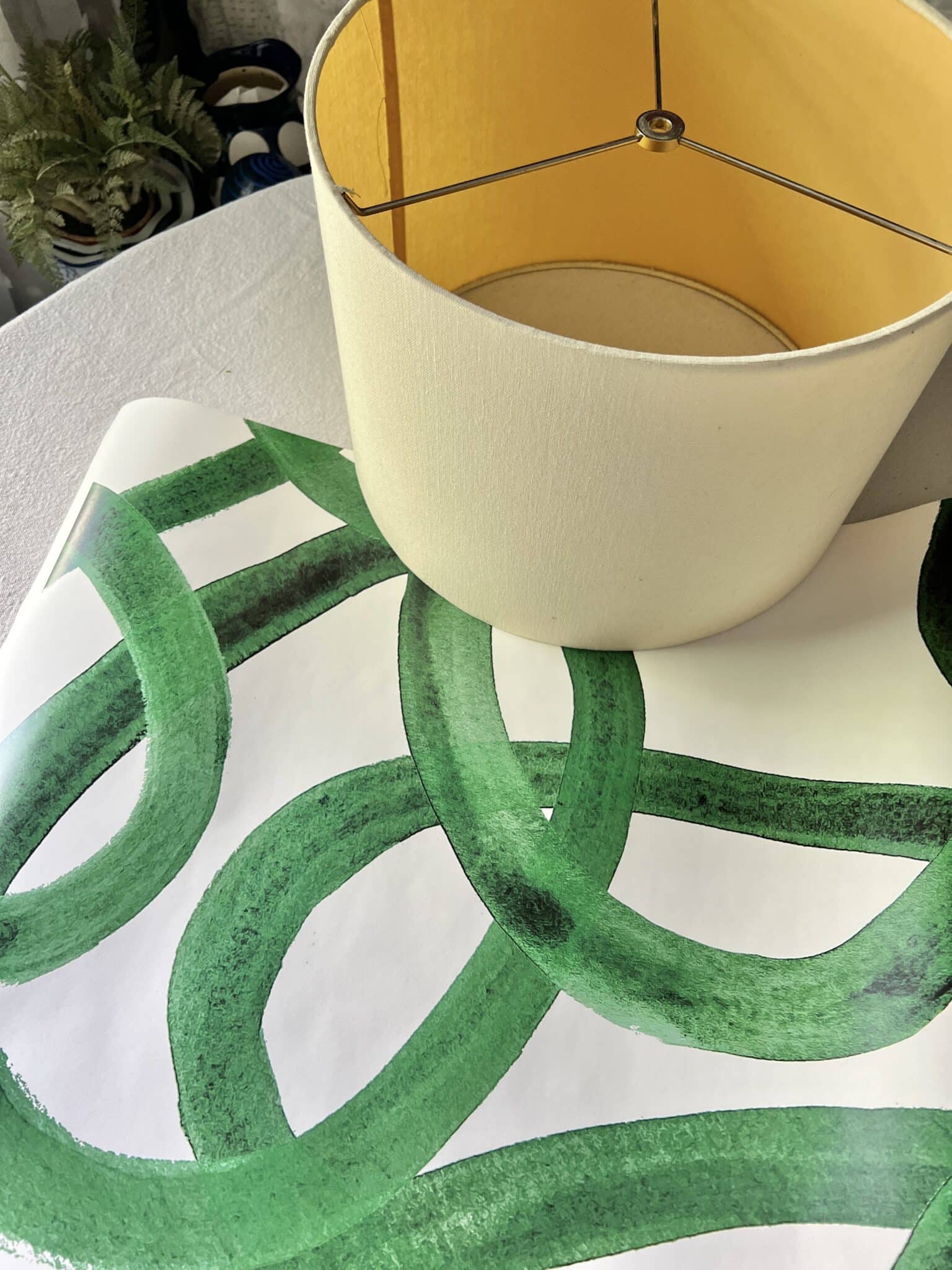 An Easy Table Lamp Makeover with Paint and Wallpaper - Sonata Home Design